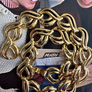 80s Gold Link Choker, 80s Gold Link Necklace, 80s Gold Jewelry, - Etsy