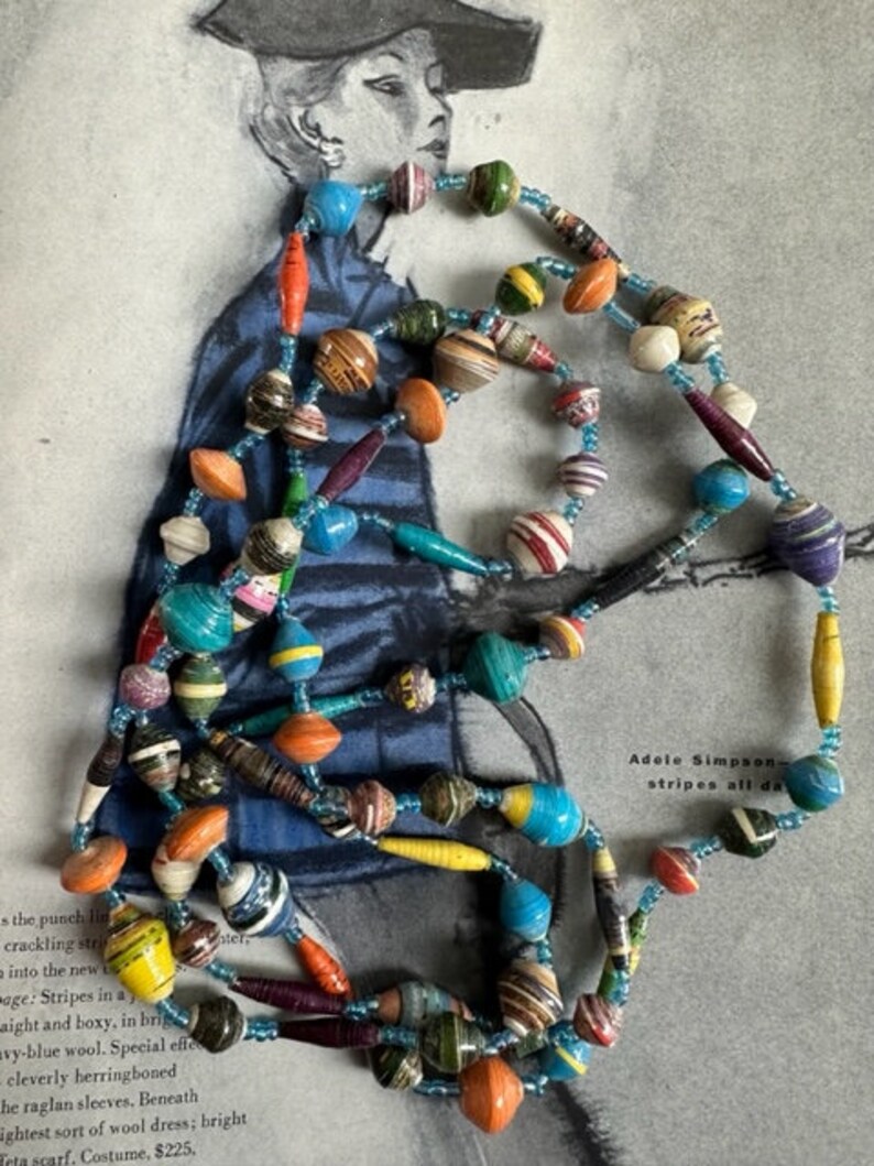 Handmade Paper Beaded Necklace Paper Bead Necklace 60 - Etsy