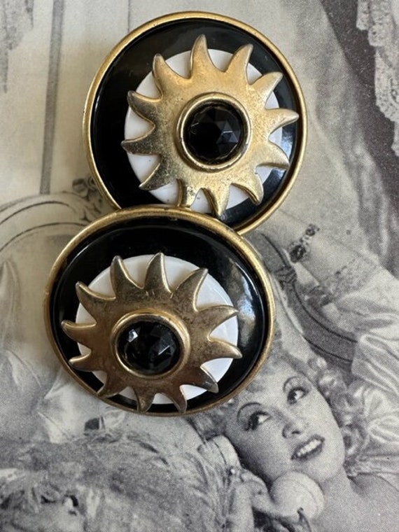 80s Mega Sunburst Button Earrings, 80s Mega Earrings,… - Gem