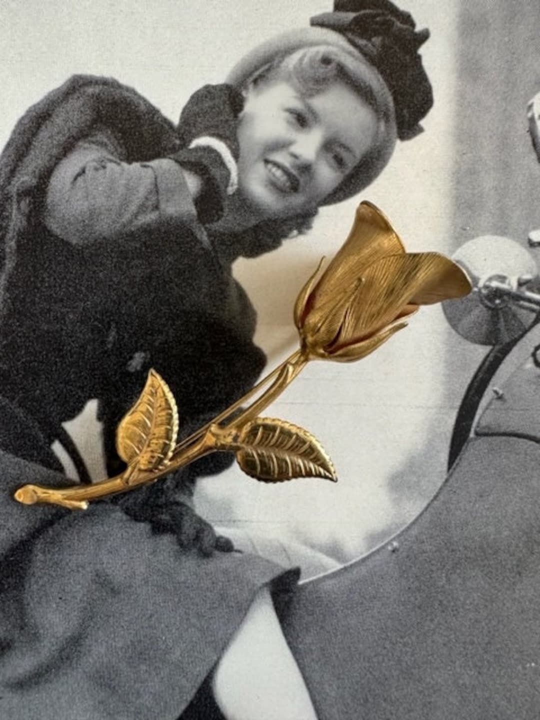 Gold Metal Rose Brooch, Rose Pin, 60s Gold Metal Rose Brooch, 60s ...