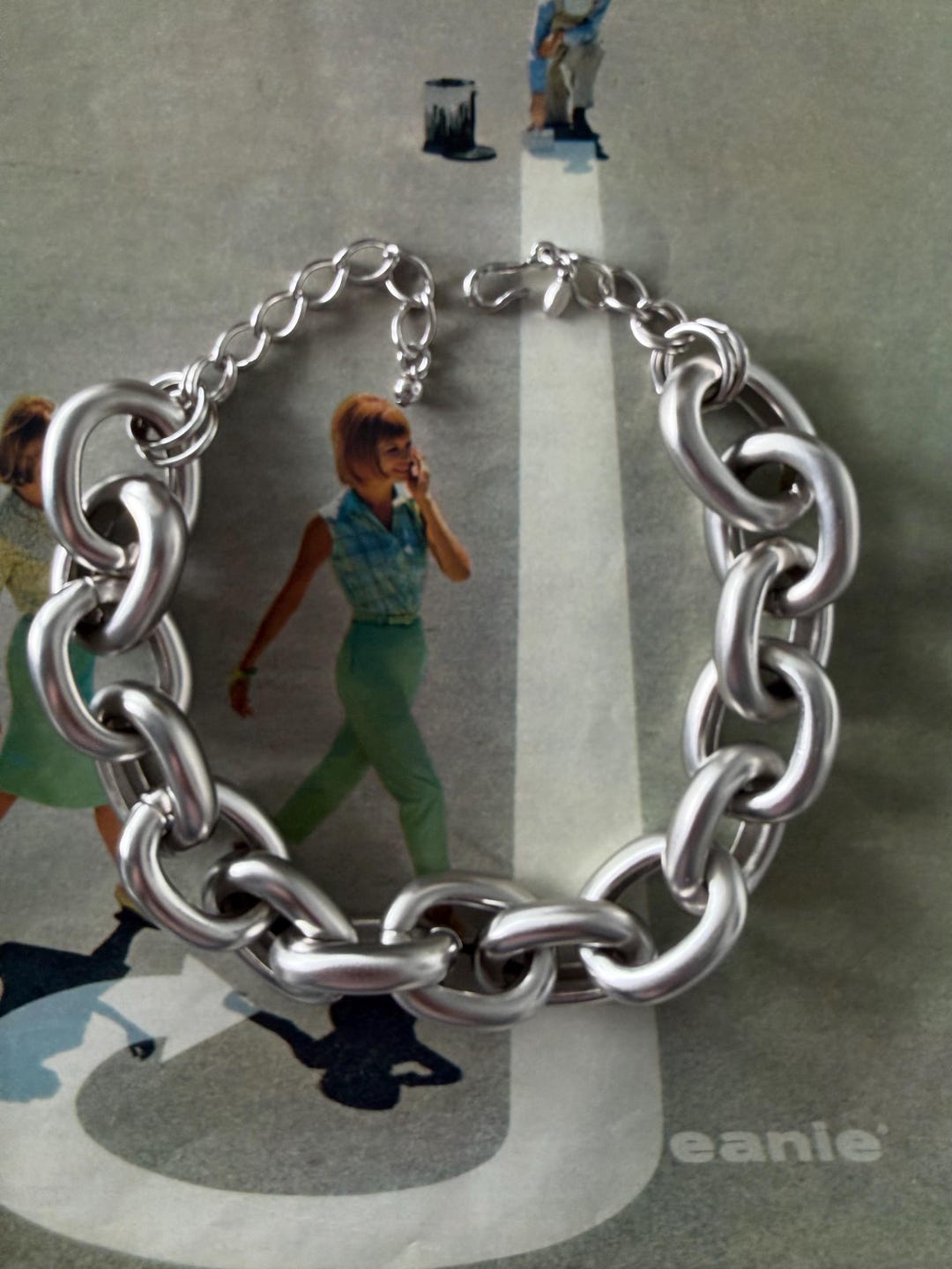 2000’s Kenneth Lane Signed Matte Silver Chain Necklace Chunky Bold ...