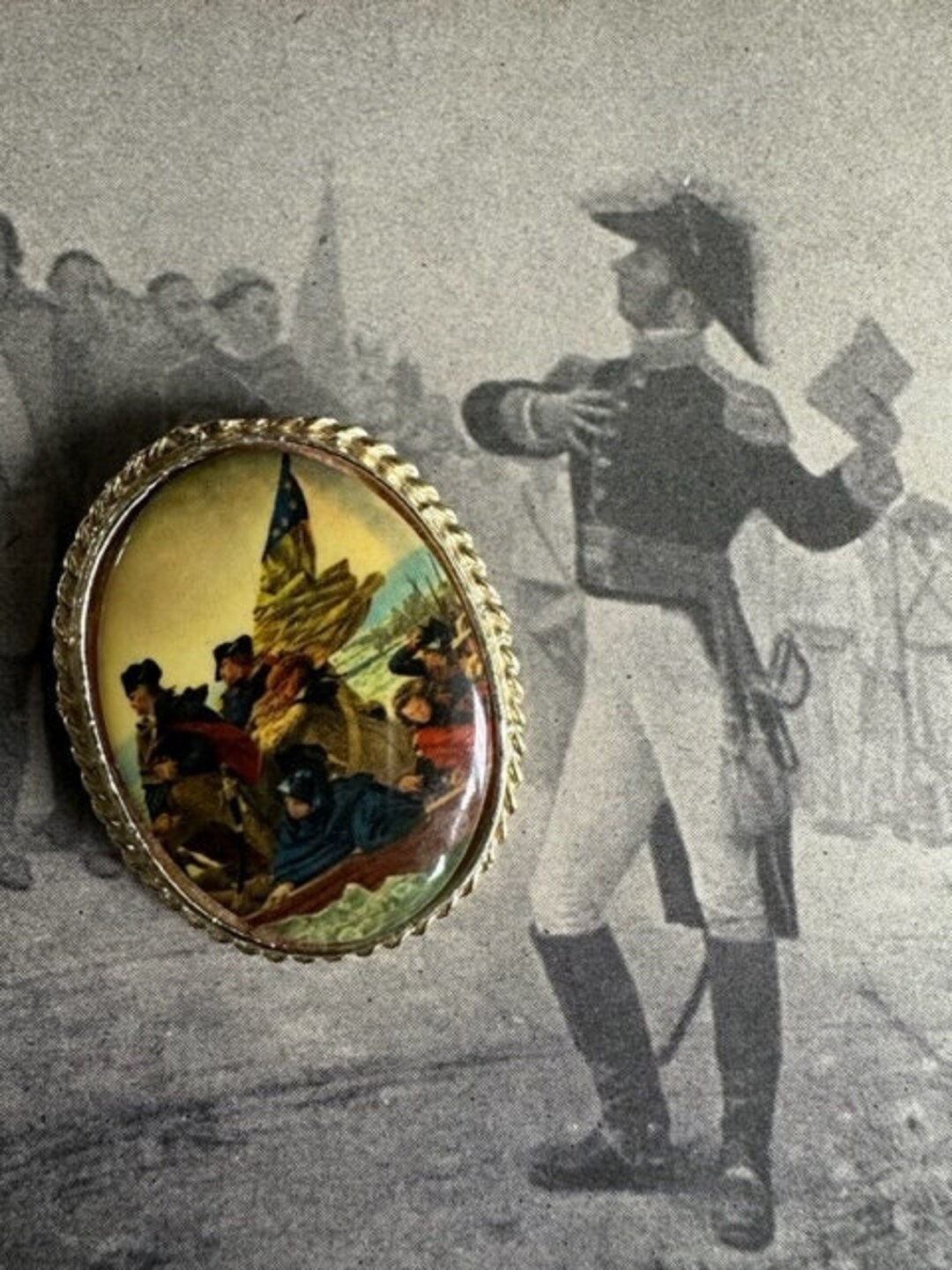 Vintage Porcelain Cameo With Civil War Scene, Civil War Transfer Ware ...