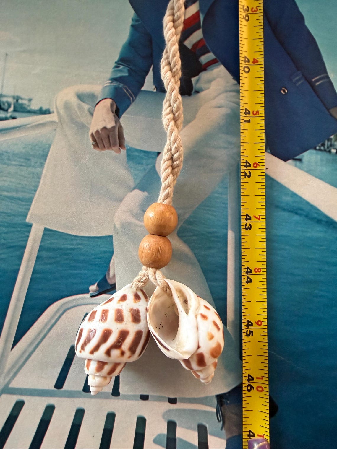 1970s Shell Lariat Rope Necklace Belt Natural Boho Beach Jewelry Wood ...
