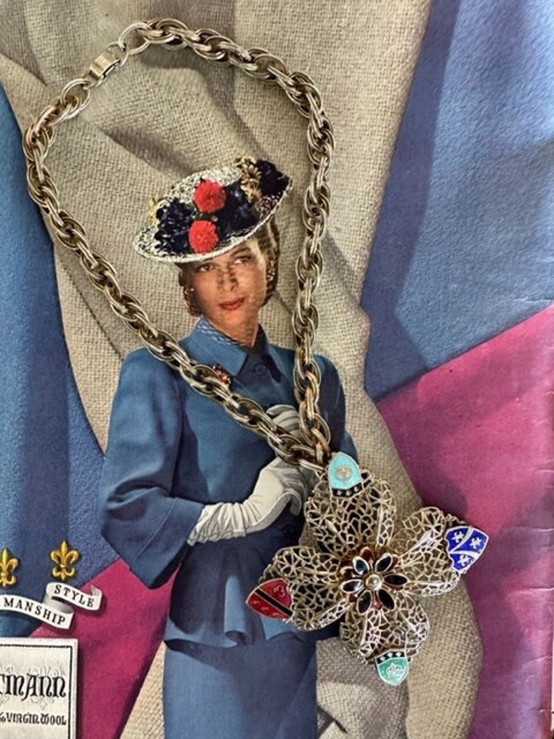 Mid Century Heraldic Large Gold Filagree Pendant, Heraldic Motifs ...