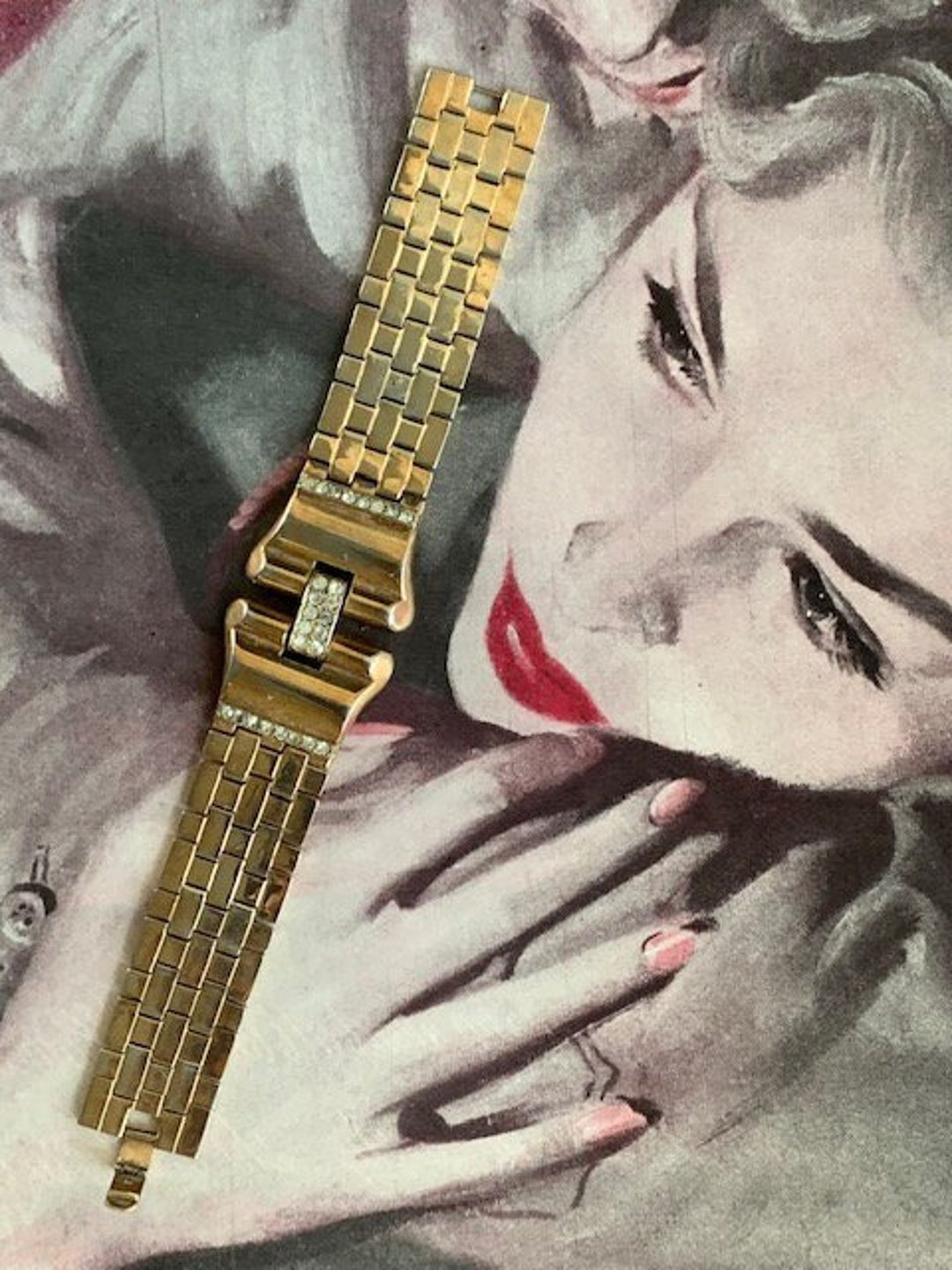 Rare 1940s Crown Trifari Signed Honeycomb Bracelet Gold Plated Art Deco ...