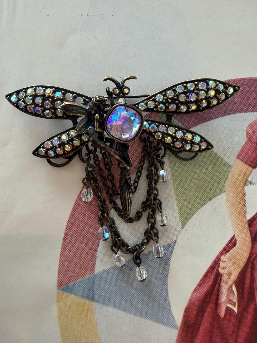 1980s Kirks Folly Signed Dragonfly Fairy Bug Brooch Vintage Fantasy AB ...