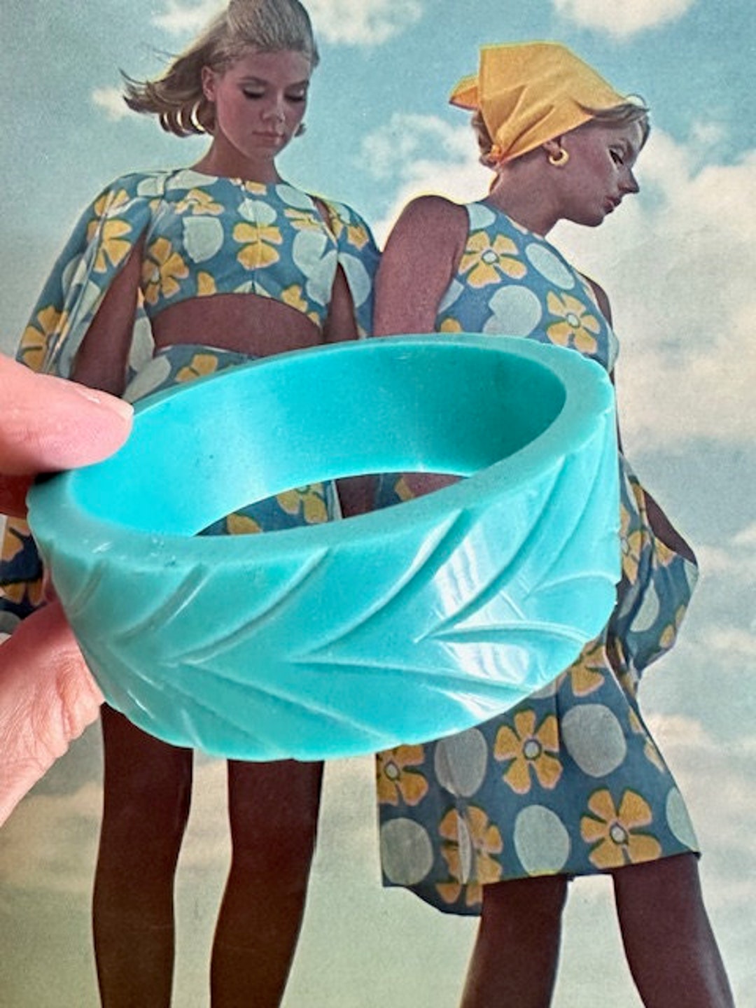 Vintage Chunky Teal Bangle, Vintage Plastic Bangle, 70s Jewelry, 70s ...