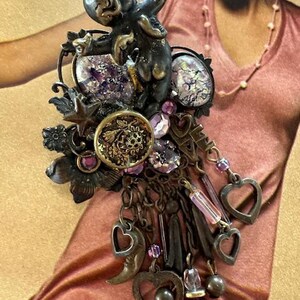 80s Lisa Carlson Collage One of a Kind Brooch, Lisa Carlson Hand Made ...