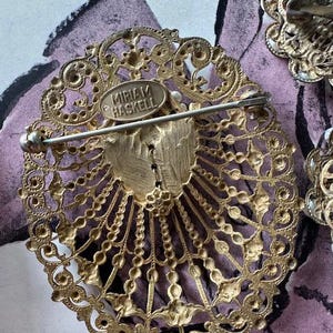 1940s -50s Gorgeous Miriam Haskell Filagree Oval Brooch and Earring Set ...