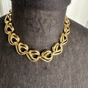 80s Gold Link Choker, 80s Gold Link Necklace, 80s Gold Jewelry, - Etsy