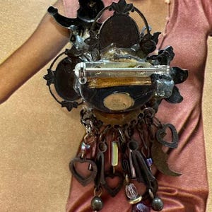 80s Lisa Carlson Collage One of a Kind Brooch, Lisa Carlson Hand Made ...