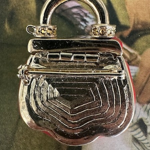 St John Red Enamel Purse Brooch, St John Brooch, St John Jewelry, Purse ...