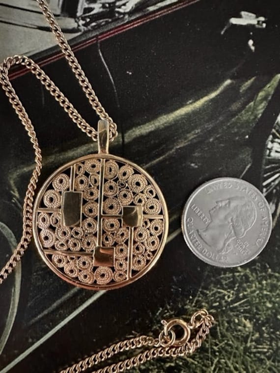 Sarah 70s Gold Round Modern Design Pendant, Sarah Cov… - Gem