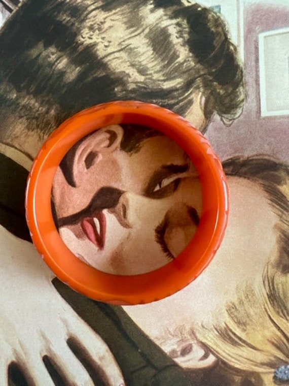 Bakelite Burnt Orange Carved Bangle, Bakelite Jewelry… - Gem