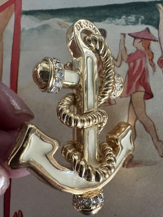 St John Gold With Creme Enamel Anchor Brooch, St John… - Gem