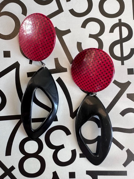 1980s Button Drop Oval Hoop Earrings,80s Earrings, 80… - Gem