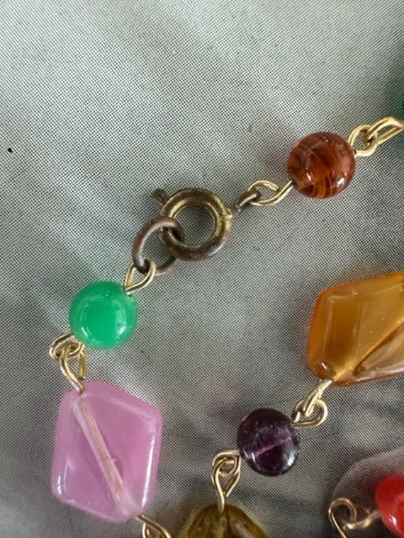 60s Multi--color Chiclet Glass Bead Long Necklace, Gl… - Gem