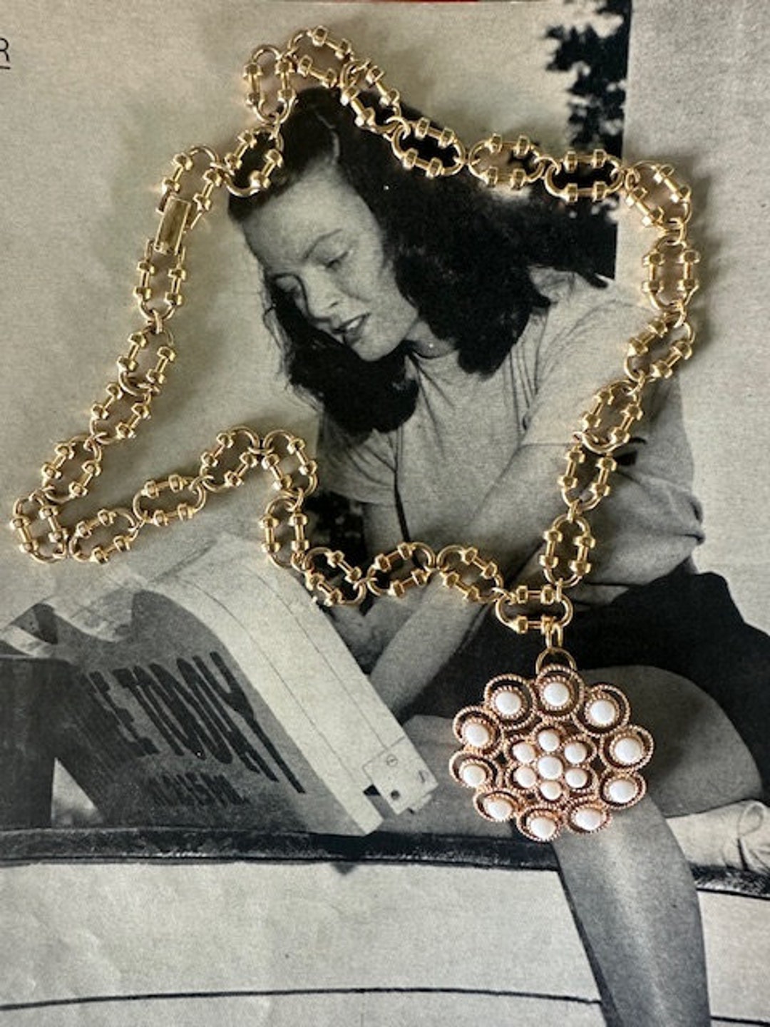 Avon Gold Chain With Milk Glass Pendant, Avon Jewelry, Milk Glass ...