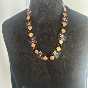 1950s Mid Century Copper Enamel Panel Link Necklace Vintage Modern ...