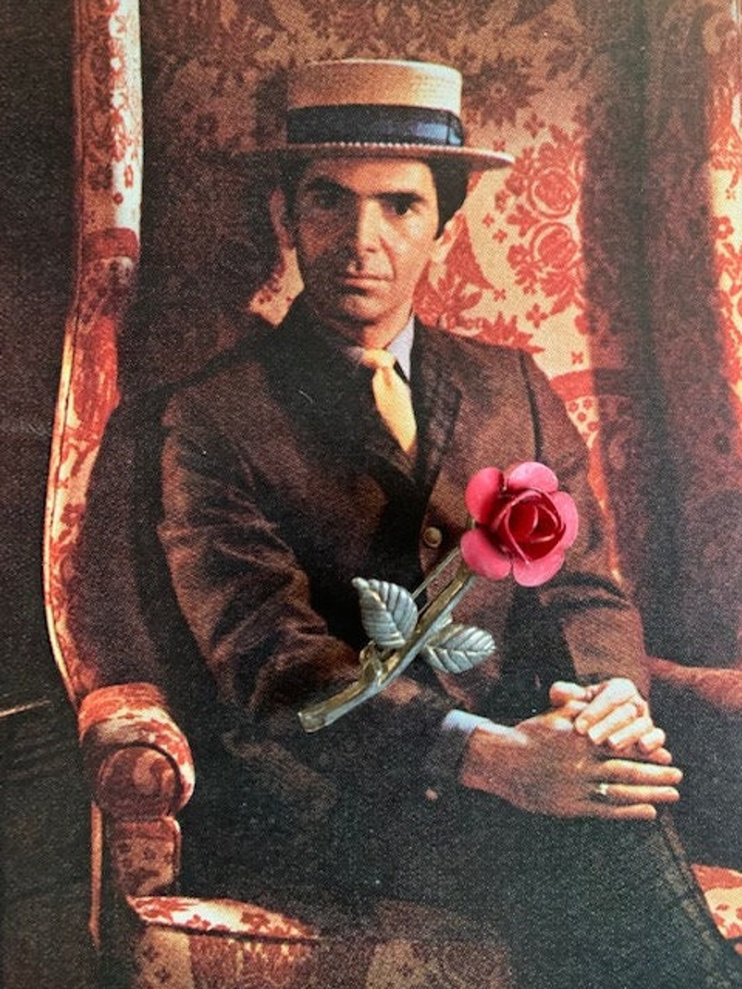 1940s Sweetest Little Red Rose Pin With Stem and Two Leaves - Etsy