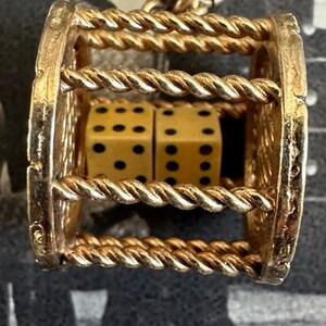 Vintage Dice Roller Basket Pendant, Dice Roller Pendant, Two Dice in Cage Pendant, Vintage Dice ...