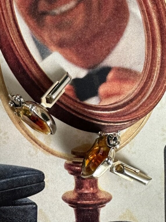 Vintage Swank Citrine Shield with Crown Cuff Links, S… - Gem