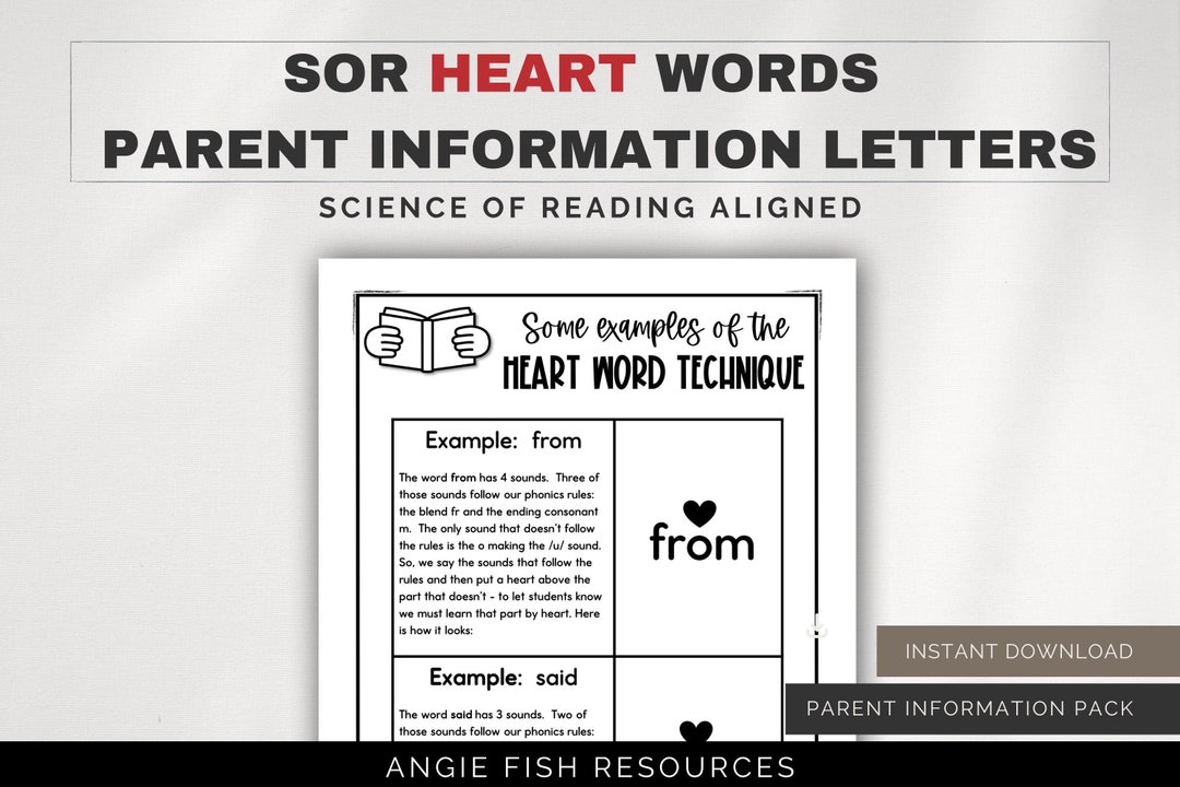 Science of Reading Heart Words Parent Information Letter SOR - Etsy