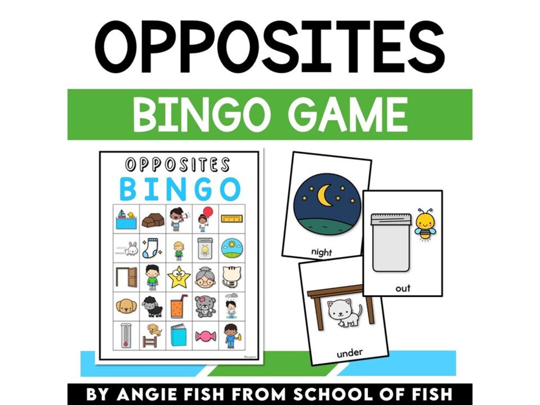 Opposites Bingo | Printable Bingo Cards | Bingo Game Download | Bingo ...