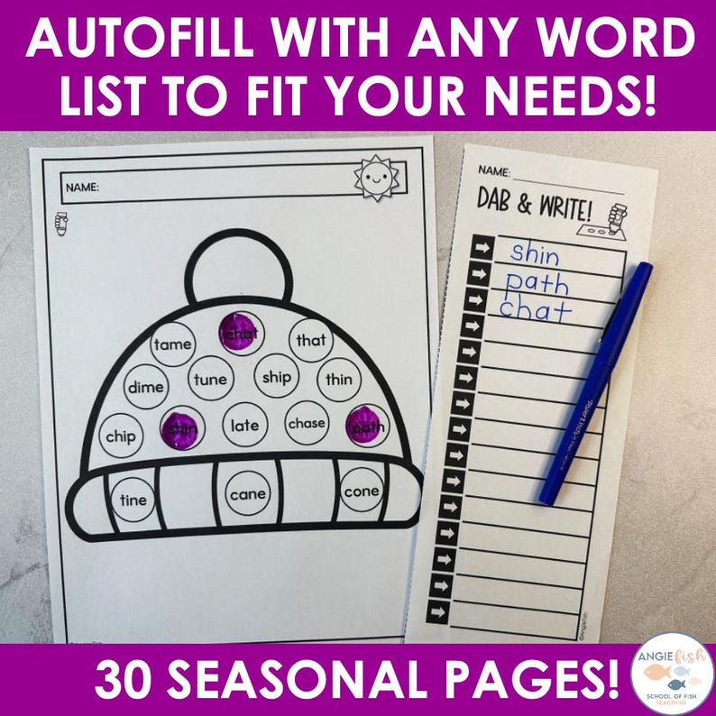 Bingo Dauber Printables, Editable Word Work Center (PDF) - Etsy