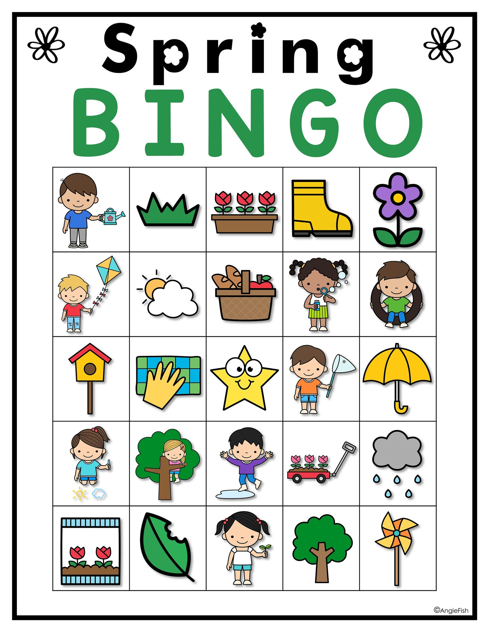Spring Bingo | Printable Bingo Cards | Bingo Game Download | Bingo ...