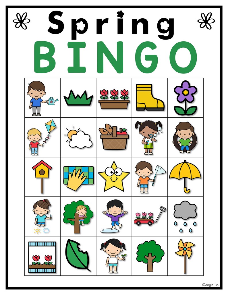 Spring Bingo | Printable Bingo Cards | Bingo Game Download | Bingo ...