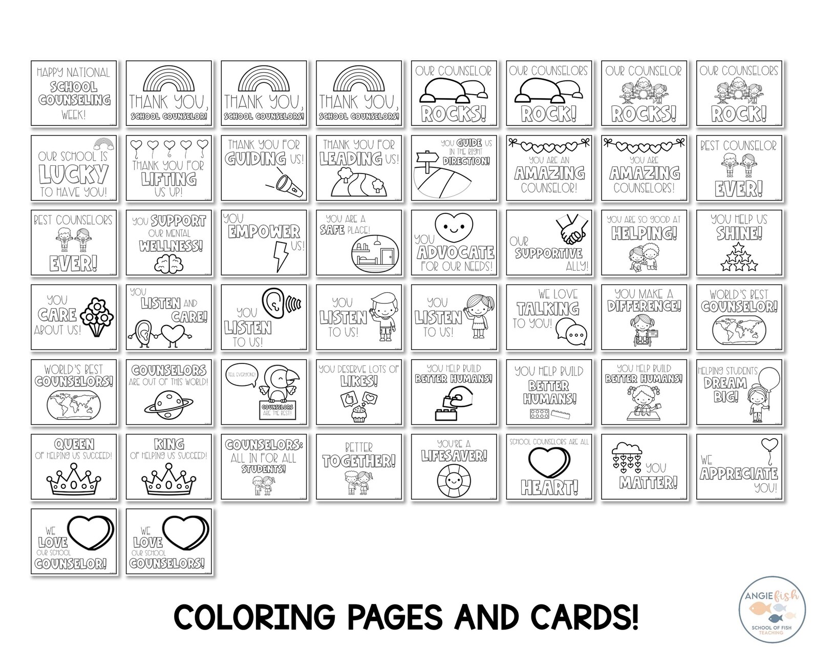 School Counselor Appreciation Posters, Cards, and Coloring Pages (PDF ...
