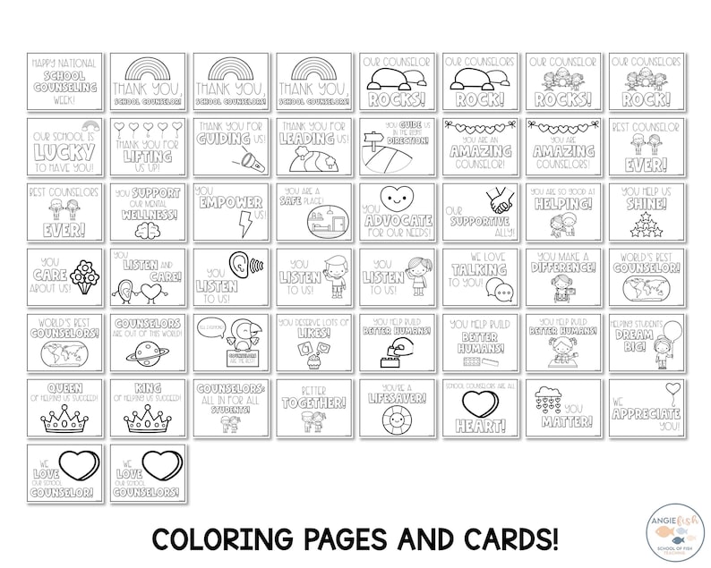 School Counselor Appreciation Posters, Cards, and Coloring Pages (PDF ...