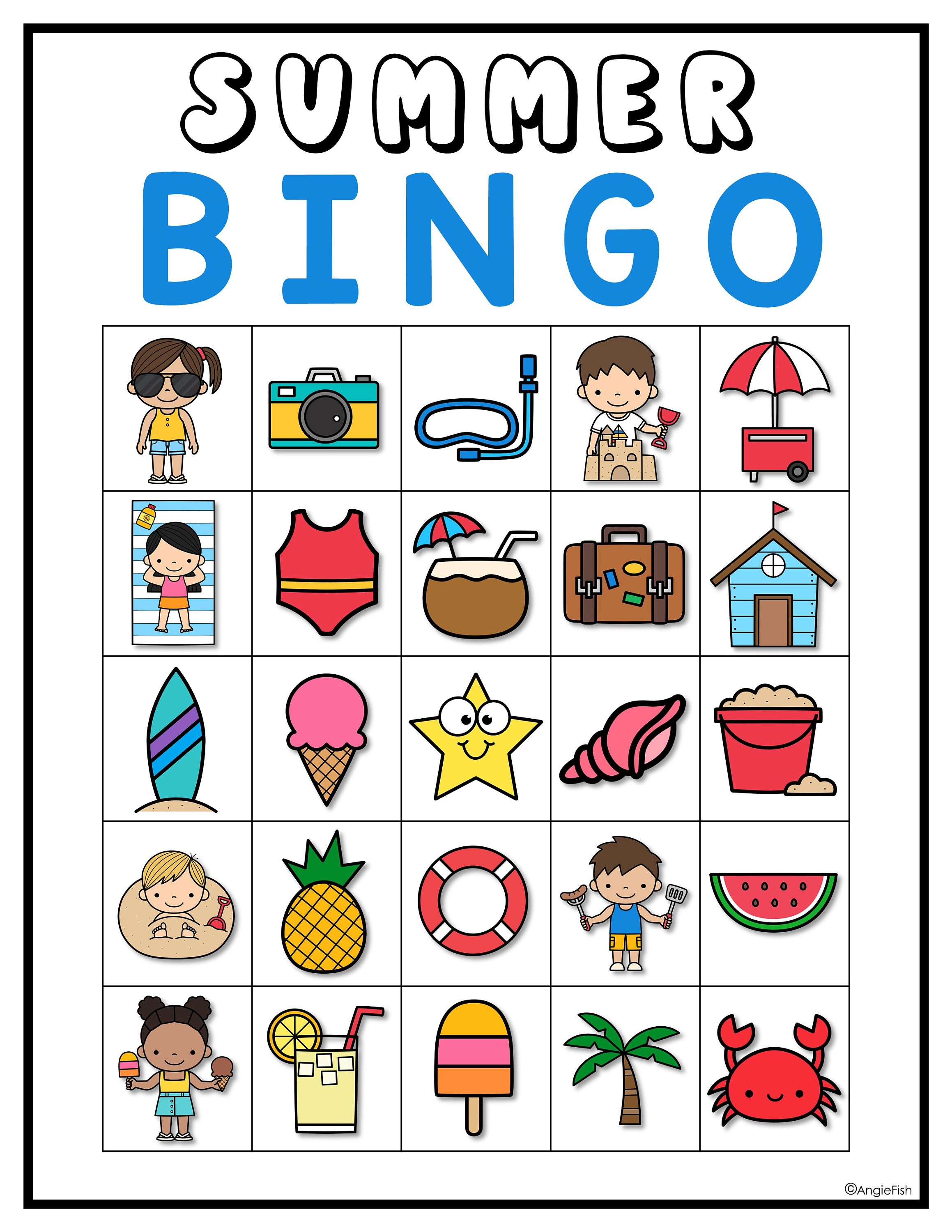 Summer Bingo | Printable Bingo Cards | Bingo Game Download | Bingo ...