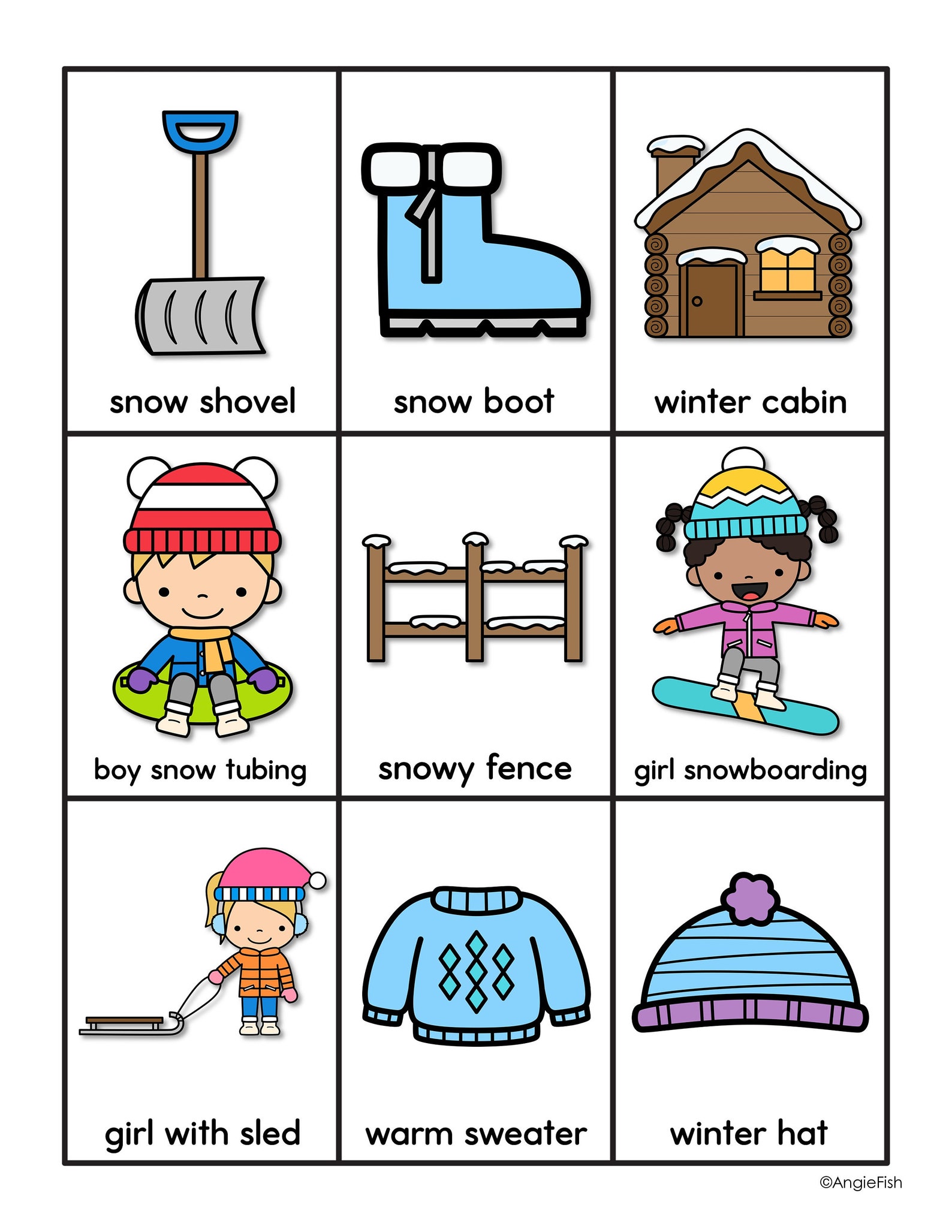 Winter Bingo | Printable Bingo Cards | Bingo Game Download | Bingo ...