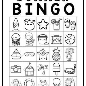 Summer Bingo | Printable Bingo Cards | Bingo Game Download | Bingo ...