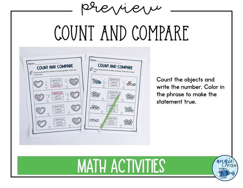 Kindergarten Worksheets | Comparing Numbers | Kindergarten Math ...