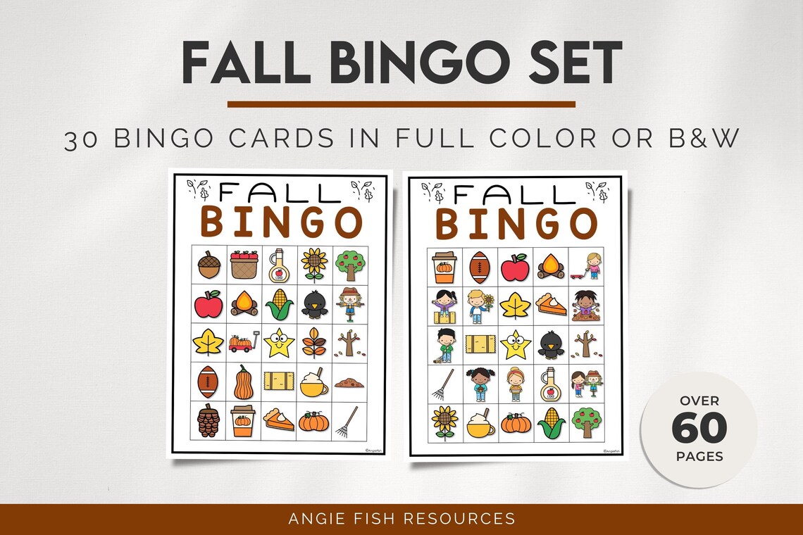 Fall Bingo | Printable Bingo Cards | Bingo Game Download | Bingo Cards ...