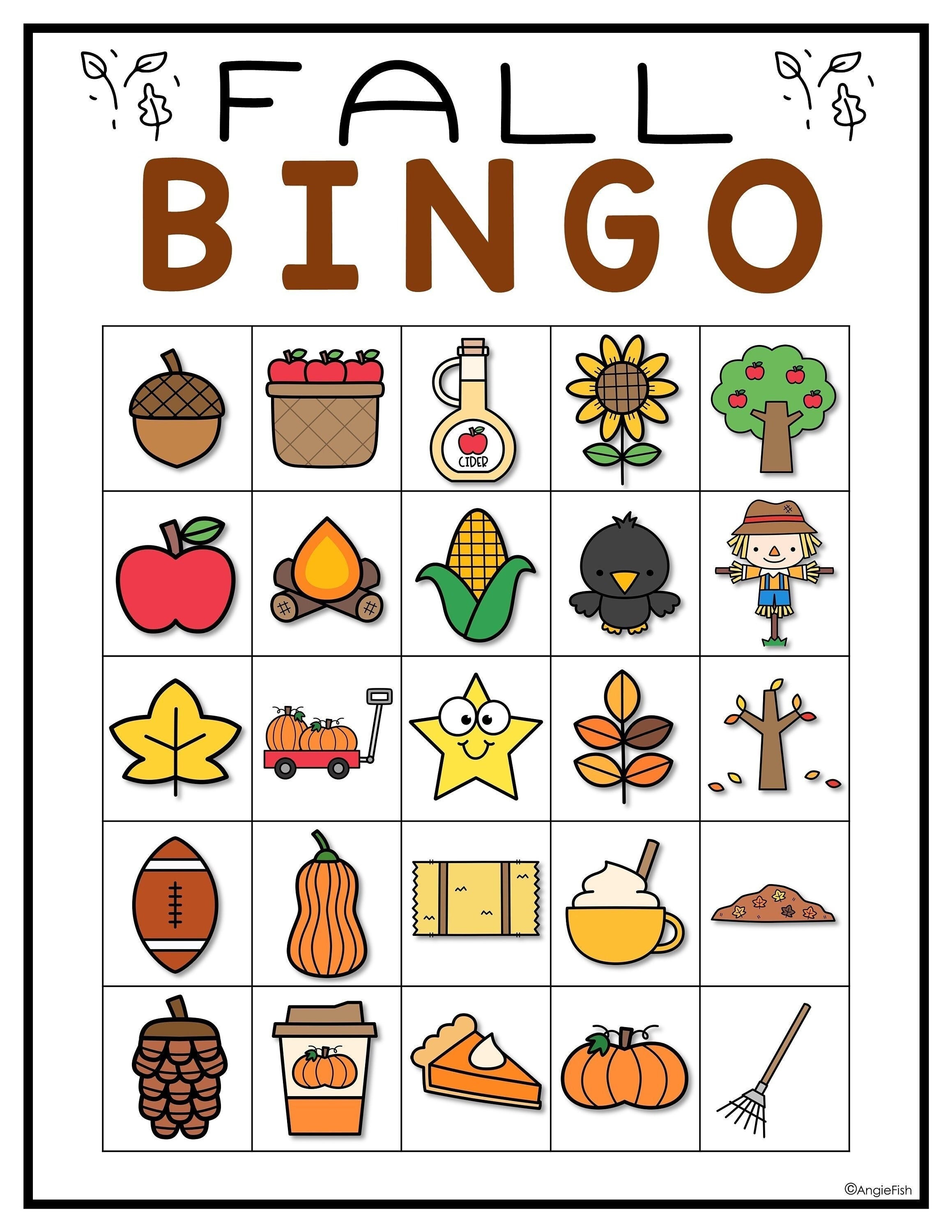 Fall Bingo | Printable Bingo Cards | Bingo Game Download | Bingo Cards ...