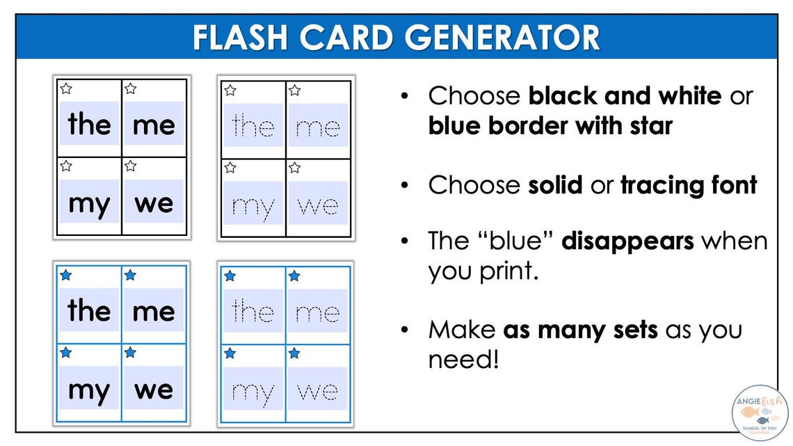 Flashcard Template, Flashcard Printable, Flashcards for Kids ...