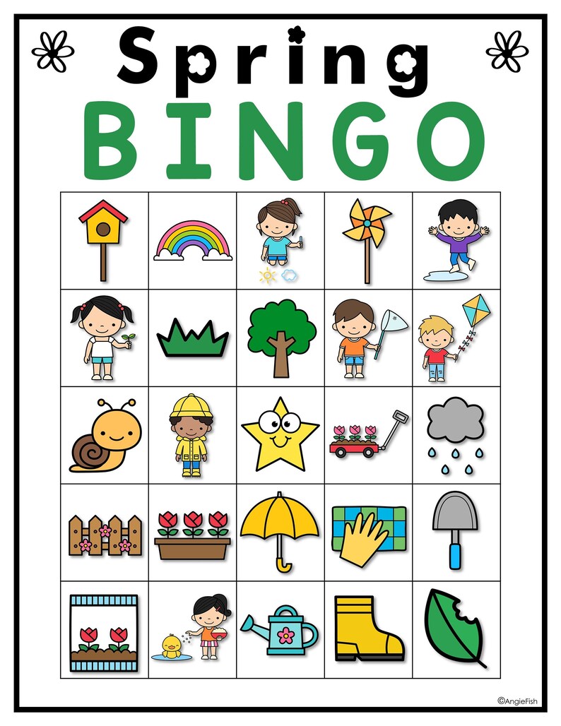 Spring Bingo | Printable Bingo Cards | Bingo Game Download | Bingo ...