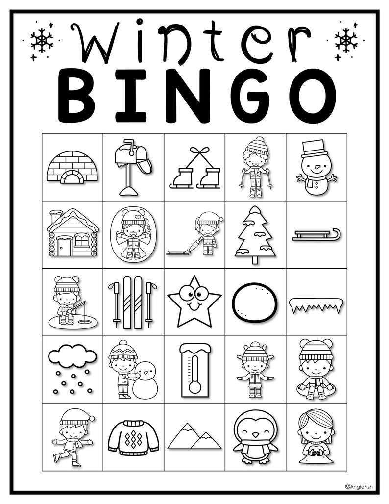 Winter Bingo | Printable Bingo Cards | Bingo Game Download | Bingo ...