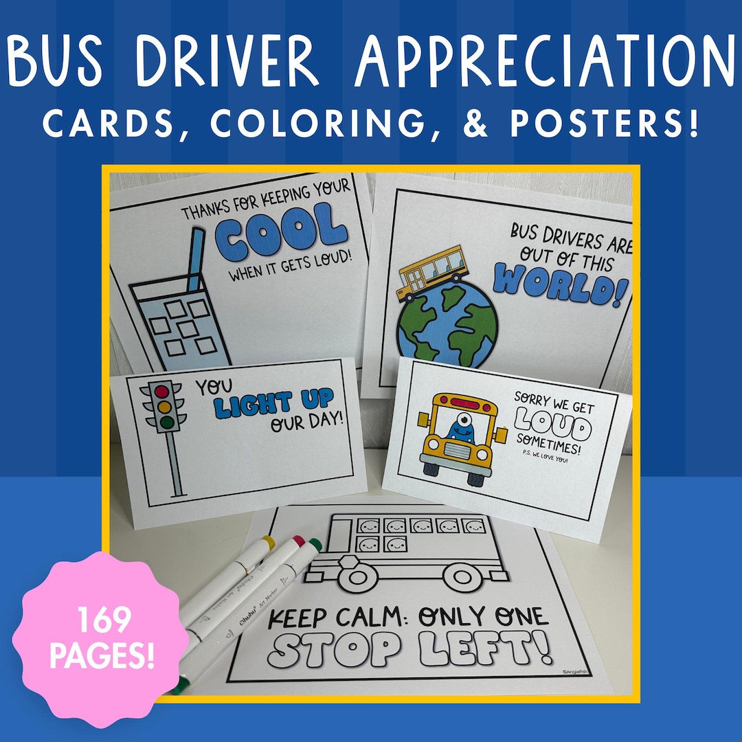 Bus Driver Appreciation Cards, Coloring Pages, and Posters (PDF) - Etsy