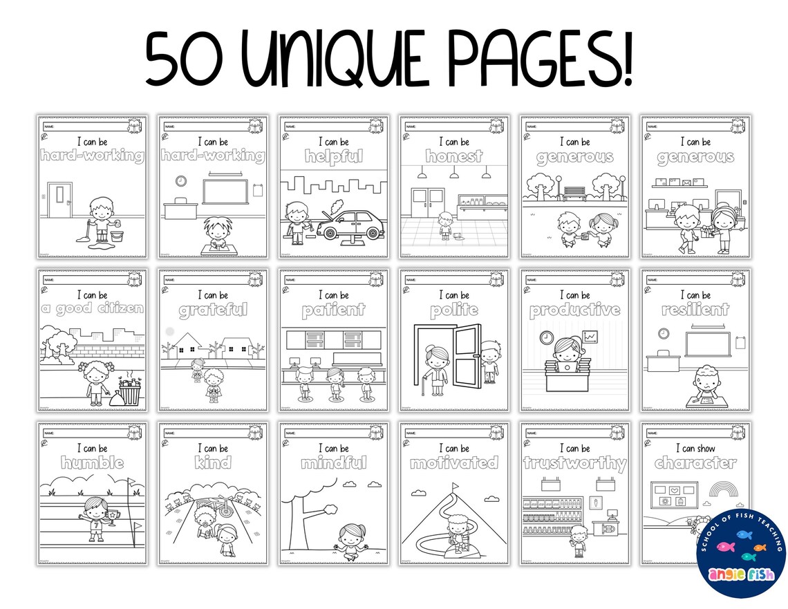 Social Skills Coloring Pages, Character Education (PDF) - Etsy