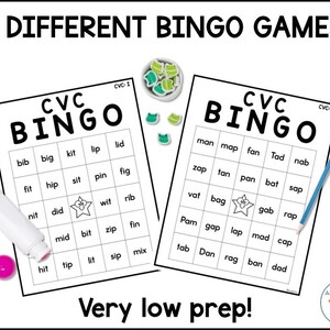 CVC Words Bingo, CVC Bingo, Printable Bingo Cards, Bingo Game Download ...