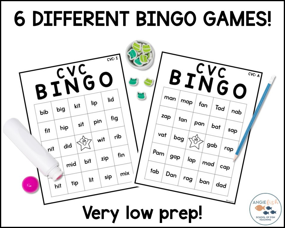 CVC Words Bingo, CVC Bingo, Printable Bingo Cards, Bingo Game Download ...