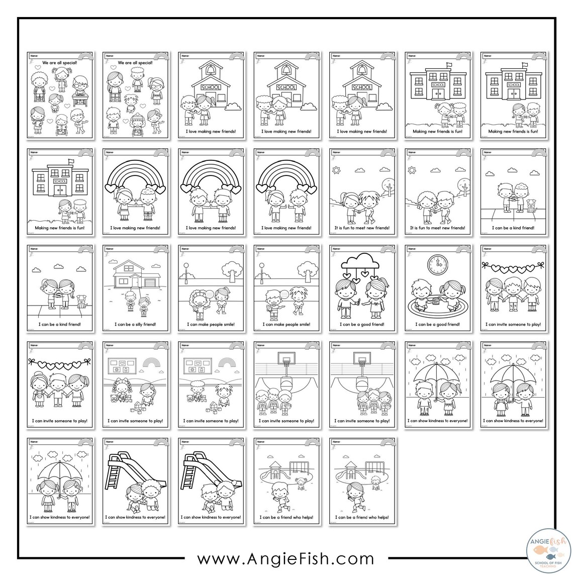 Friendship Coloring Pages, Friendship Coloring, Character Education ...