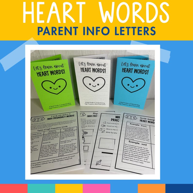 Science of Reading Heart Words Parent Information Letter | SOR Heart ...