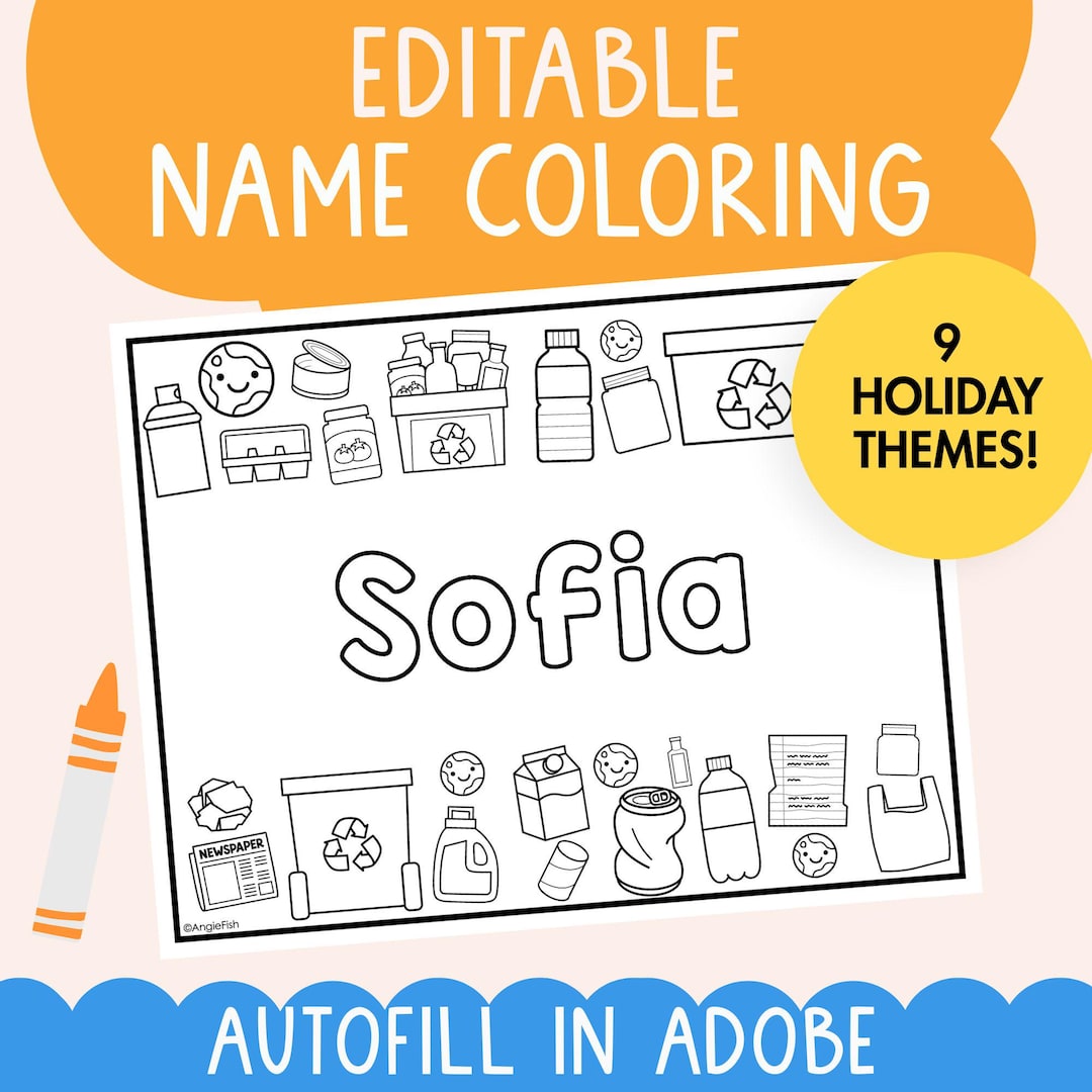 Editable Holiday Name Coloring Pages, Classroom Activity (PDF) - Etsy