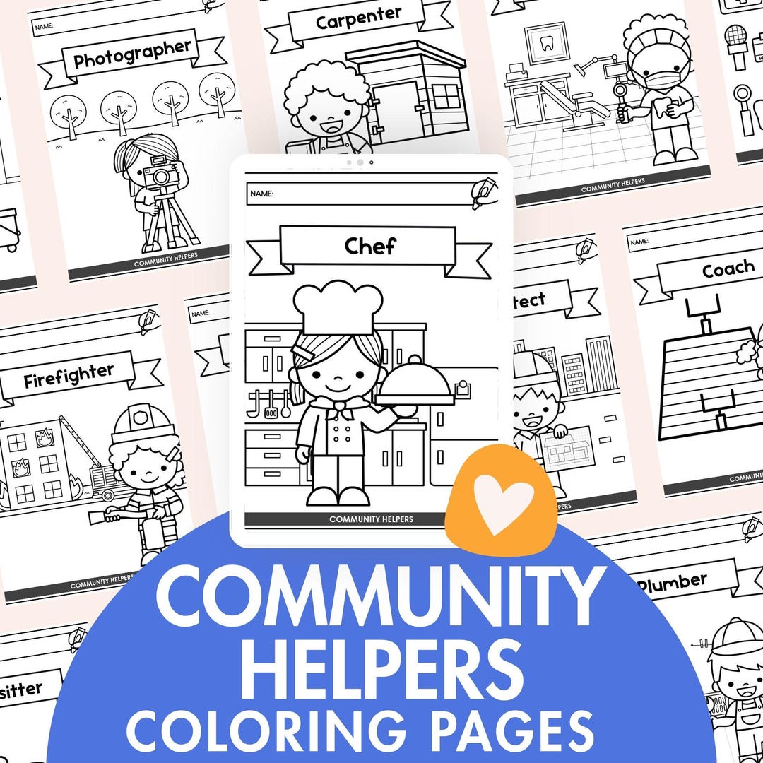 Community Helpers Coloring Pages, Preschool Kindergarten (digital ...